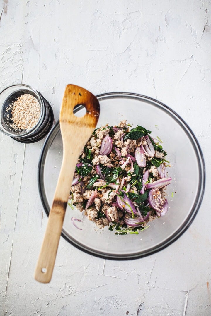 Authentic Thai Ground Chicken Salad (Laab Gai) - Simply Suwanee