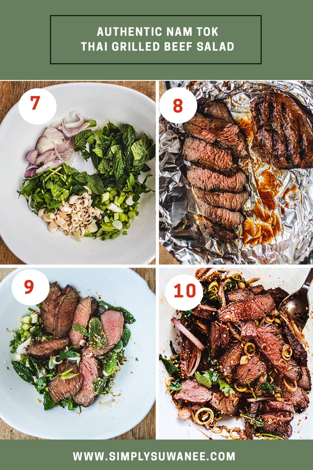 Nam Tok Thai Grilled Beef Waterfall Salad - Simply Suwanee