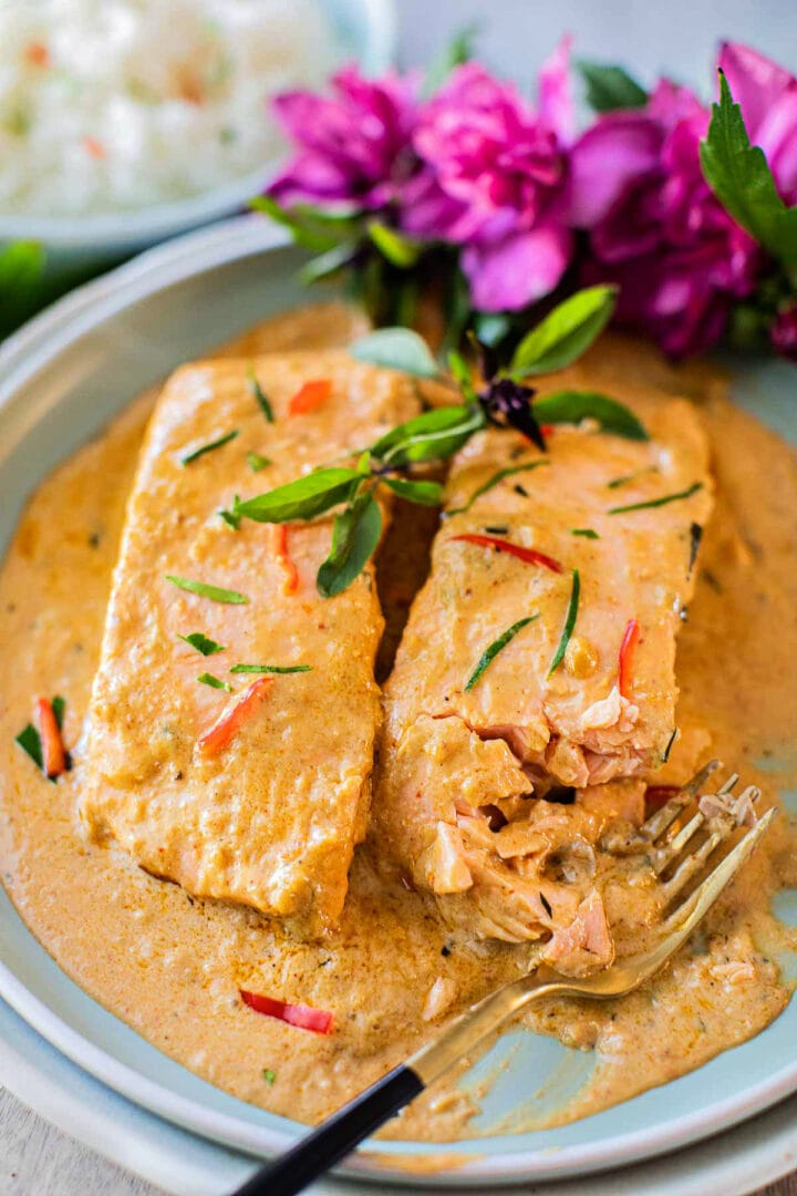 Thai Choo Chee Curry with Salmon - Simply Suwanee
