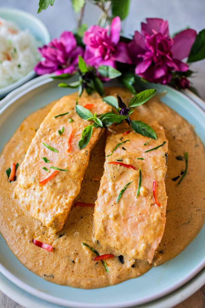 Thai Choo Chee Curry with Salmon - Simply Suwanee