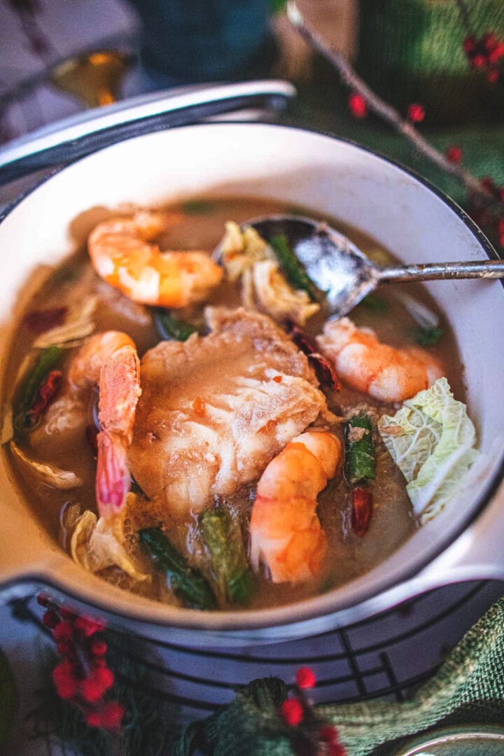 Thai Sour Curry Soup with Fish and Shrimp (Kaeng Som) - Simply Suwanee