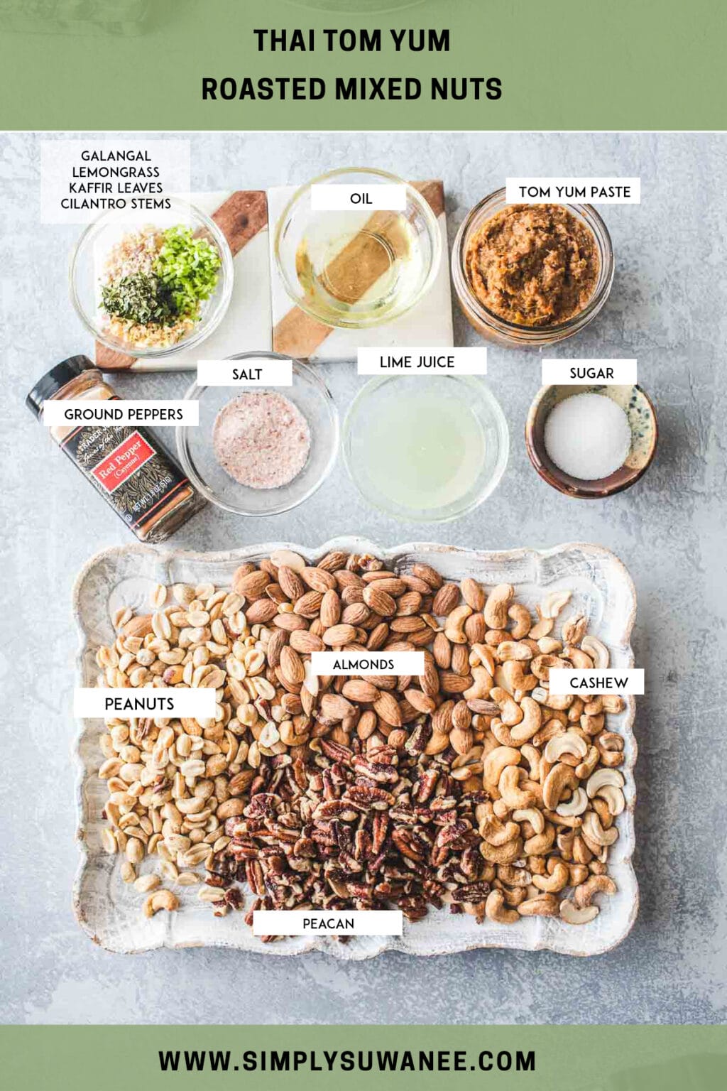 Thai Tom Yum Roasted Mixed Nuts (Cashew, Peanuts, Almonds & Pecans ...