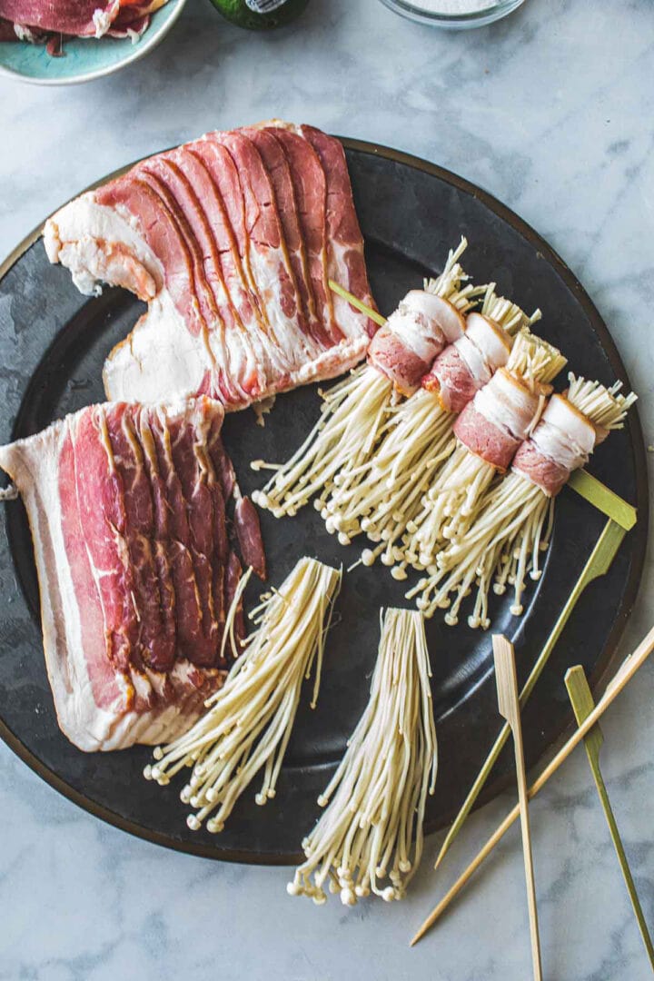 Bacon Wrapped Grilled Enoki Mushrooms (With Thai Chili Dipping Sauce ...