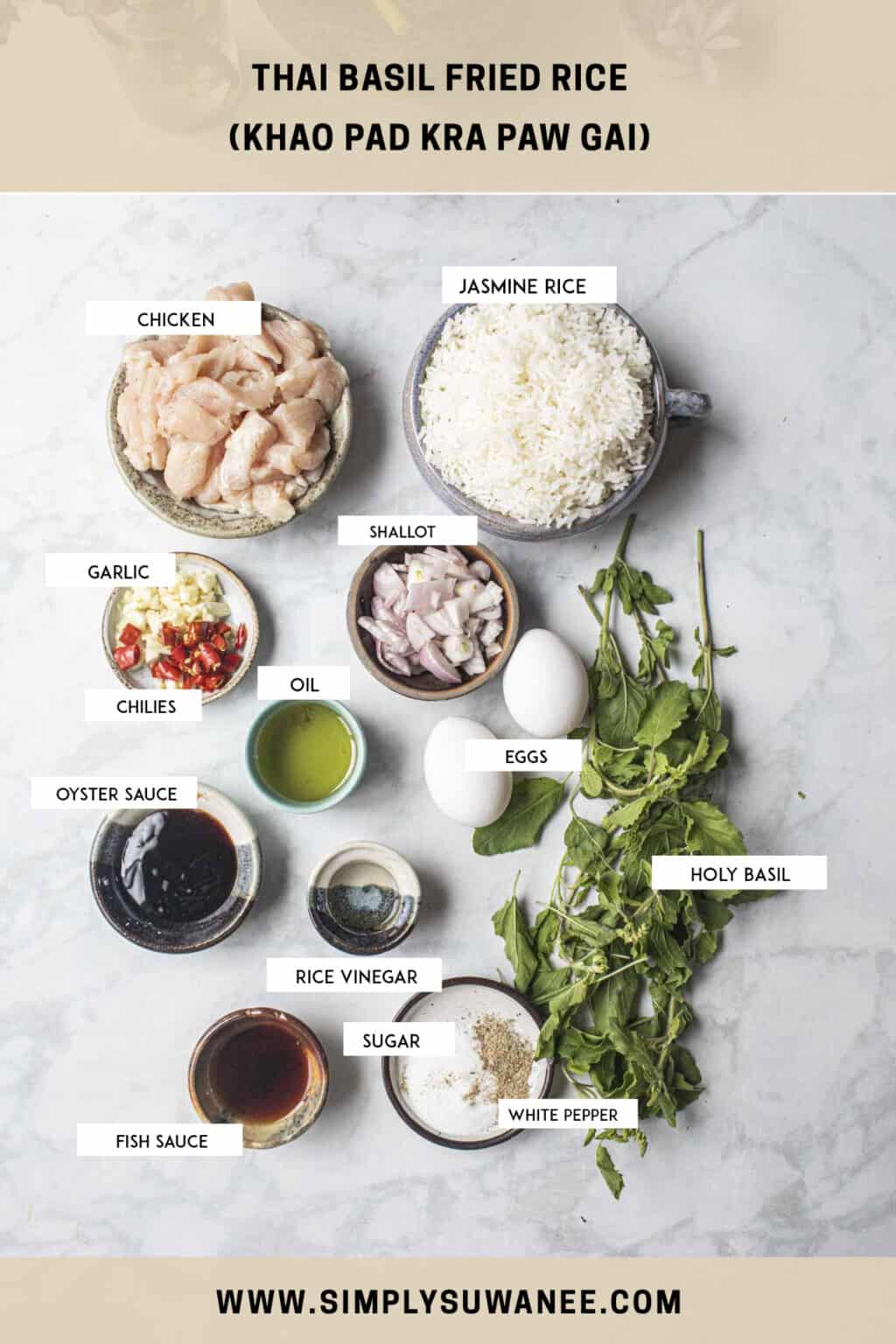 Thai Basil Chicken Fried Rice (Kao Pad Kaprao Gai) - Simply Suwanee