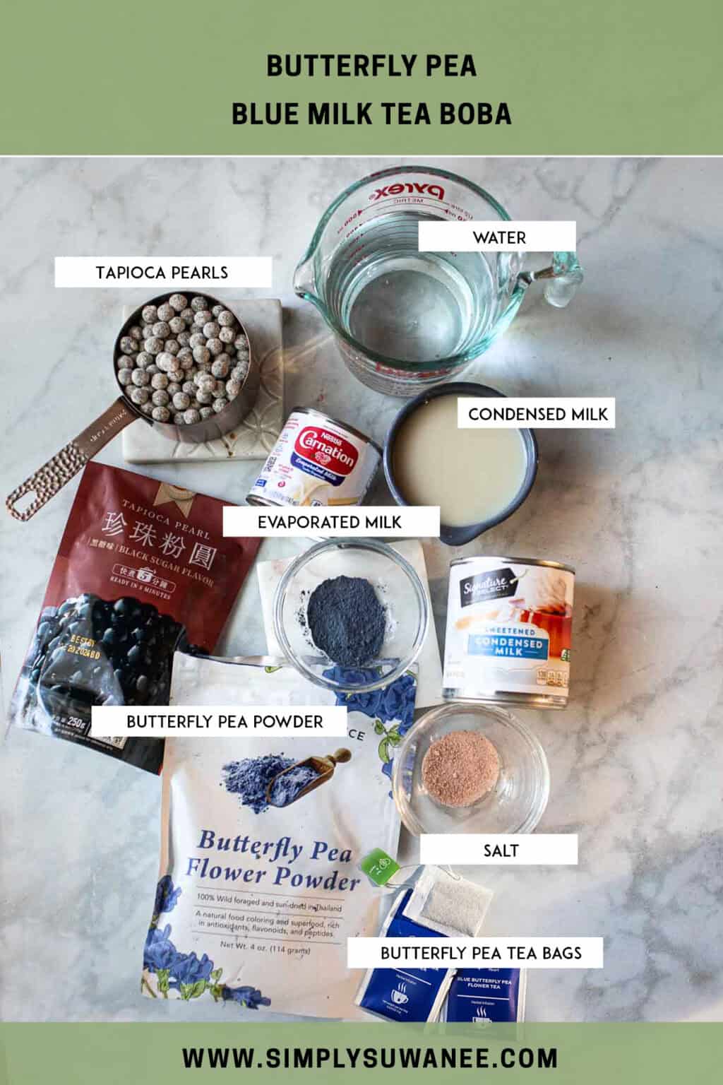 Blue Milk Tea Recipe with Boba - Simply Suwanee