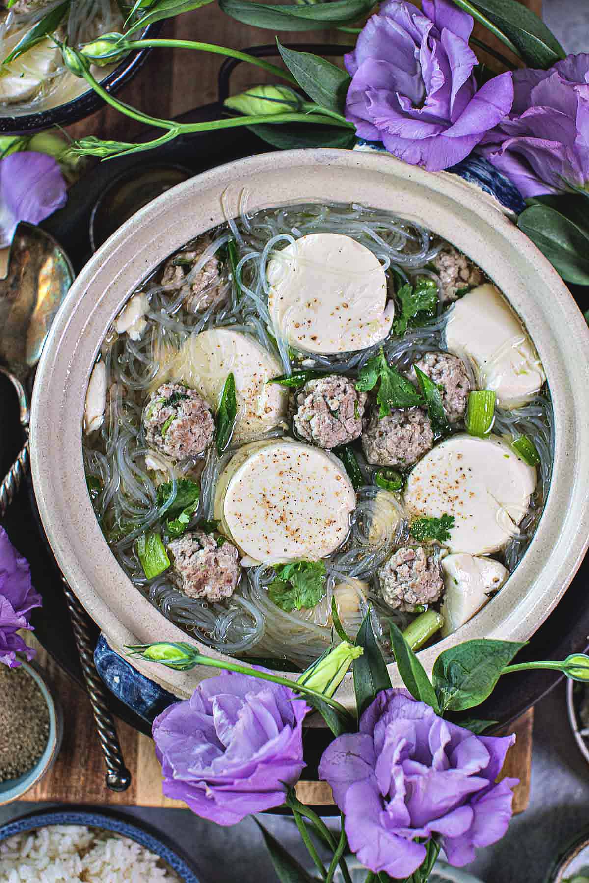 Thai Glass Noodle Soup (Gaeng Jeud Woon Sen) - Simply Suwanee