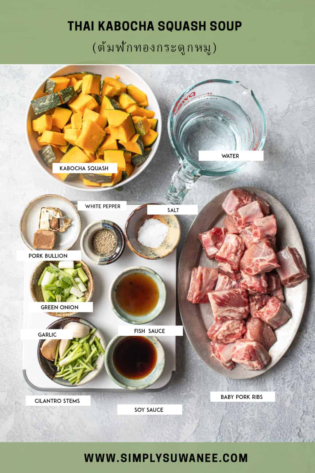 Kabocha Squash Soup (Thai Soup with Pork Ribs) - Simply Suwanee
