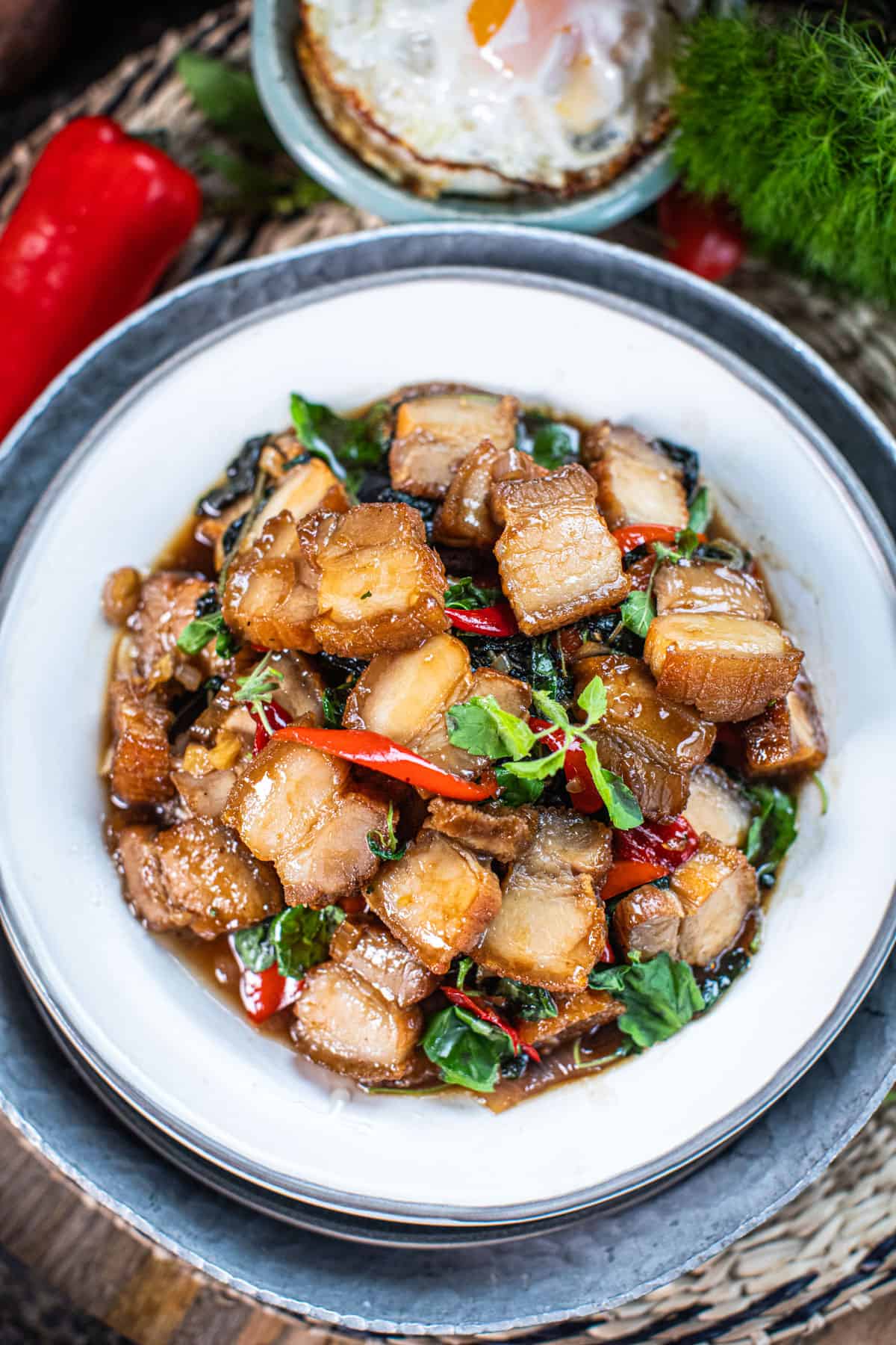 Thai Basil Pork Belly (Kra Pao Moo Krob) - Simply Suwanee