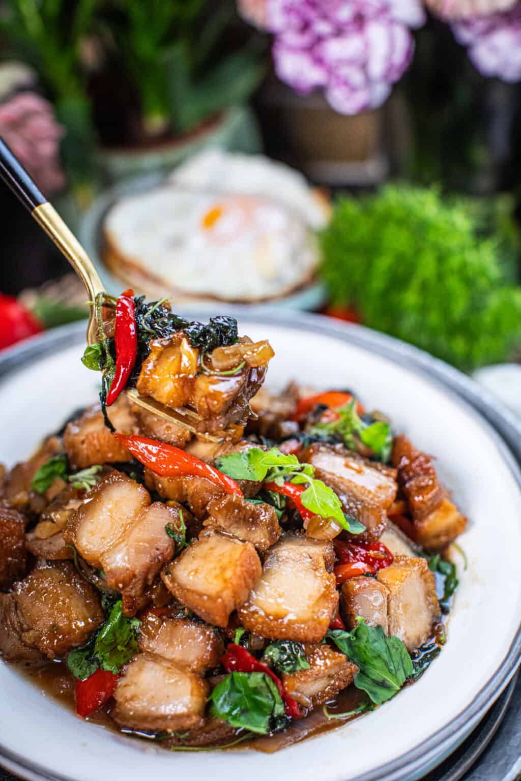 Thai Basil Pork Belly (Kra Pao Moo Krob) - Simply Suwanee
