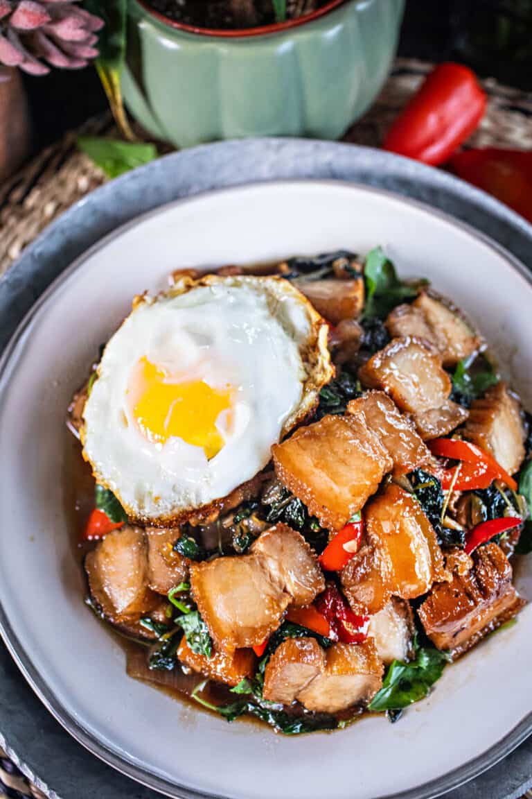 Thai Basil Pork Belly (Kra Pao Moo Krob) - Simply Suwanee