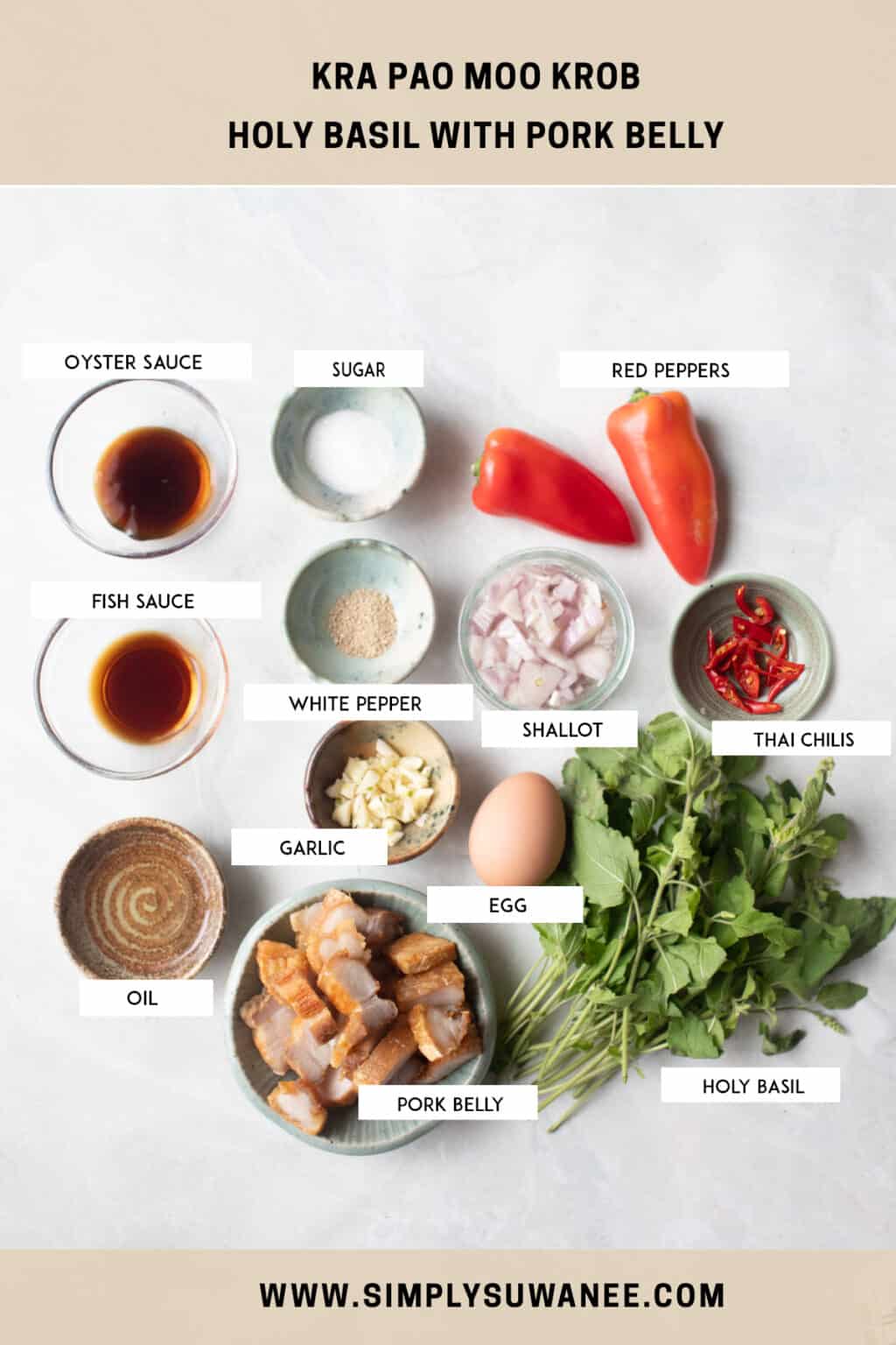 Thai Basil Pork Belly (Kra Pao Moo Krob) - Simply Suwanee