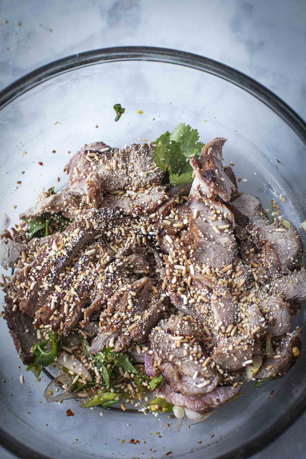 Moo Nam Tok (Thai Pork Salad) - Simply Suwanee