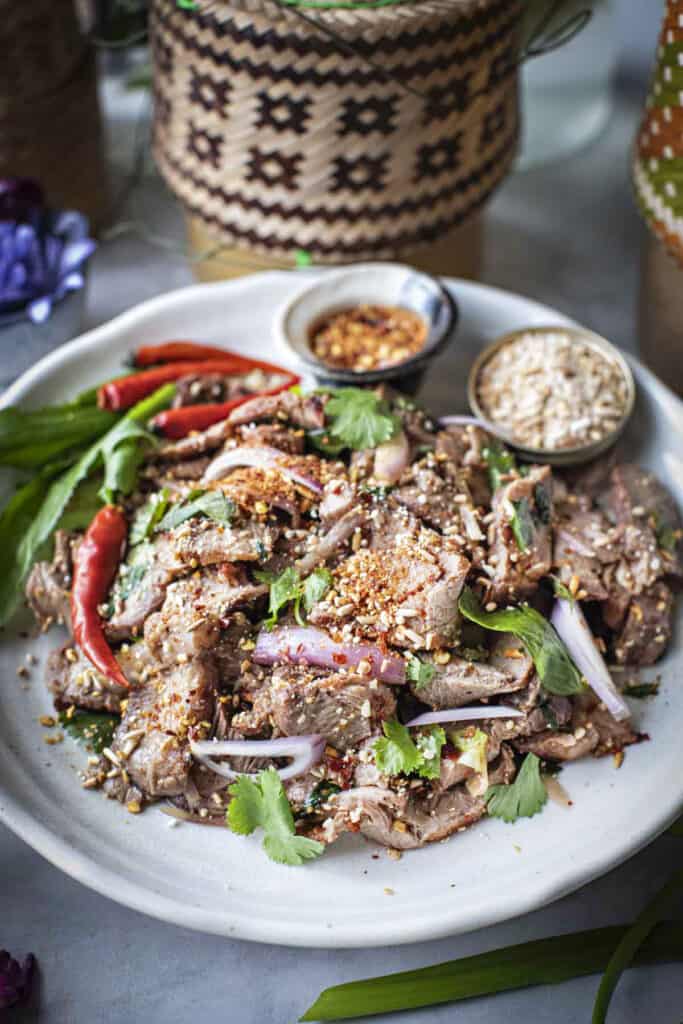 Moo Nam Tok (Thai Pork Salad) - Simply Suwanee