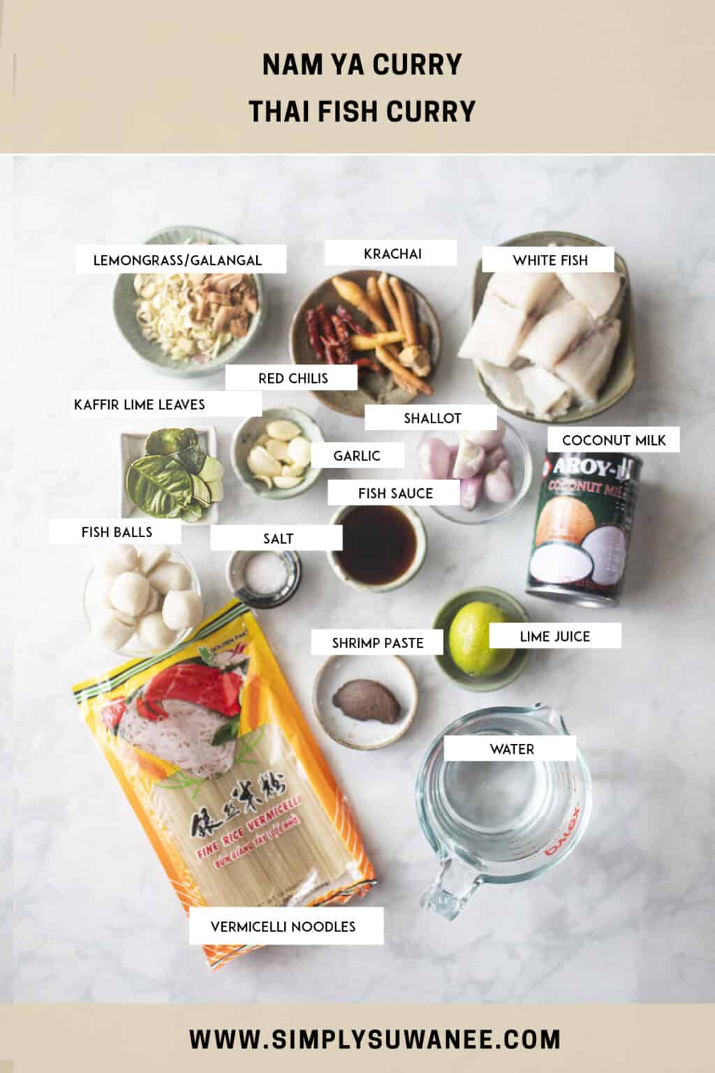 Kanom Jeen Nam Ya (Thai Fish Curry with Rice Noodles) - Simply Suwanee