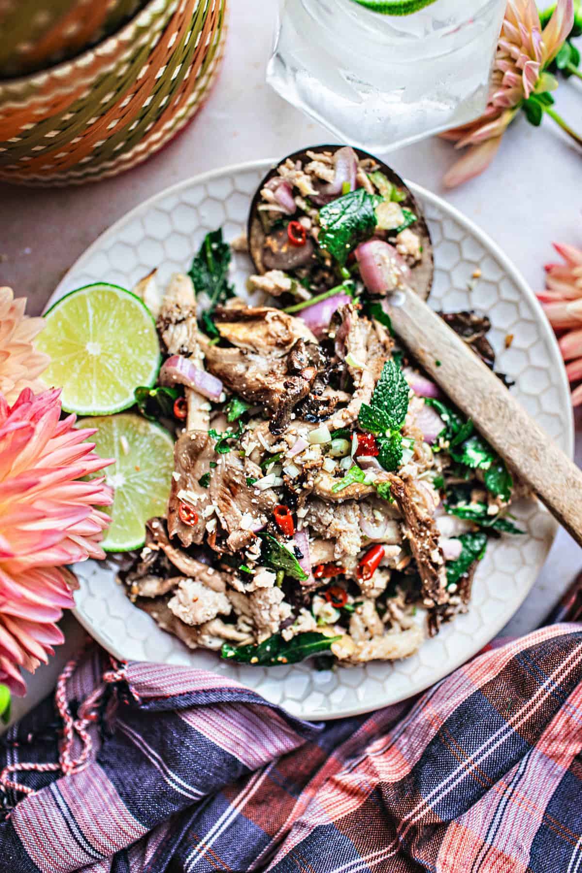 Mushroom Larb Salad (Laab Hed) - Simply Suwanee