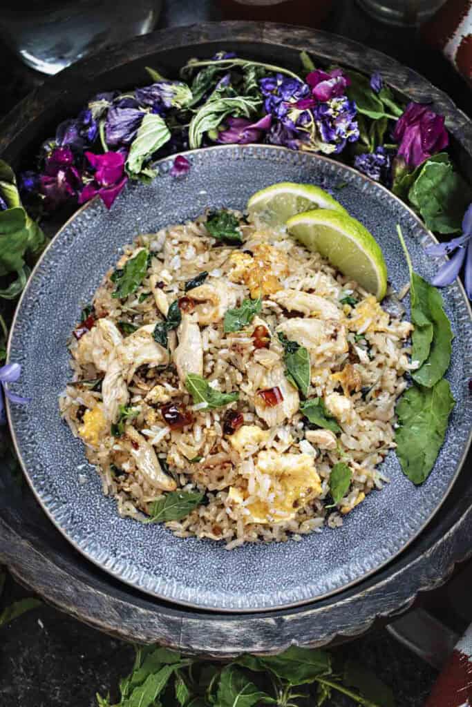 Thai Basil Chicken Fried Rice (Kao Pad Kaprao Gai) - Simply Suwanee
