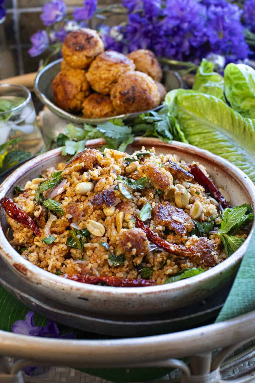 Nam Khao Tod (Crispy Rice Salad) - Simply Suwanee