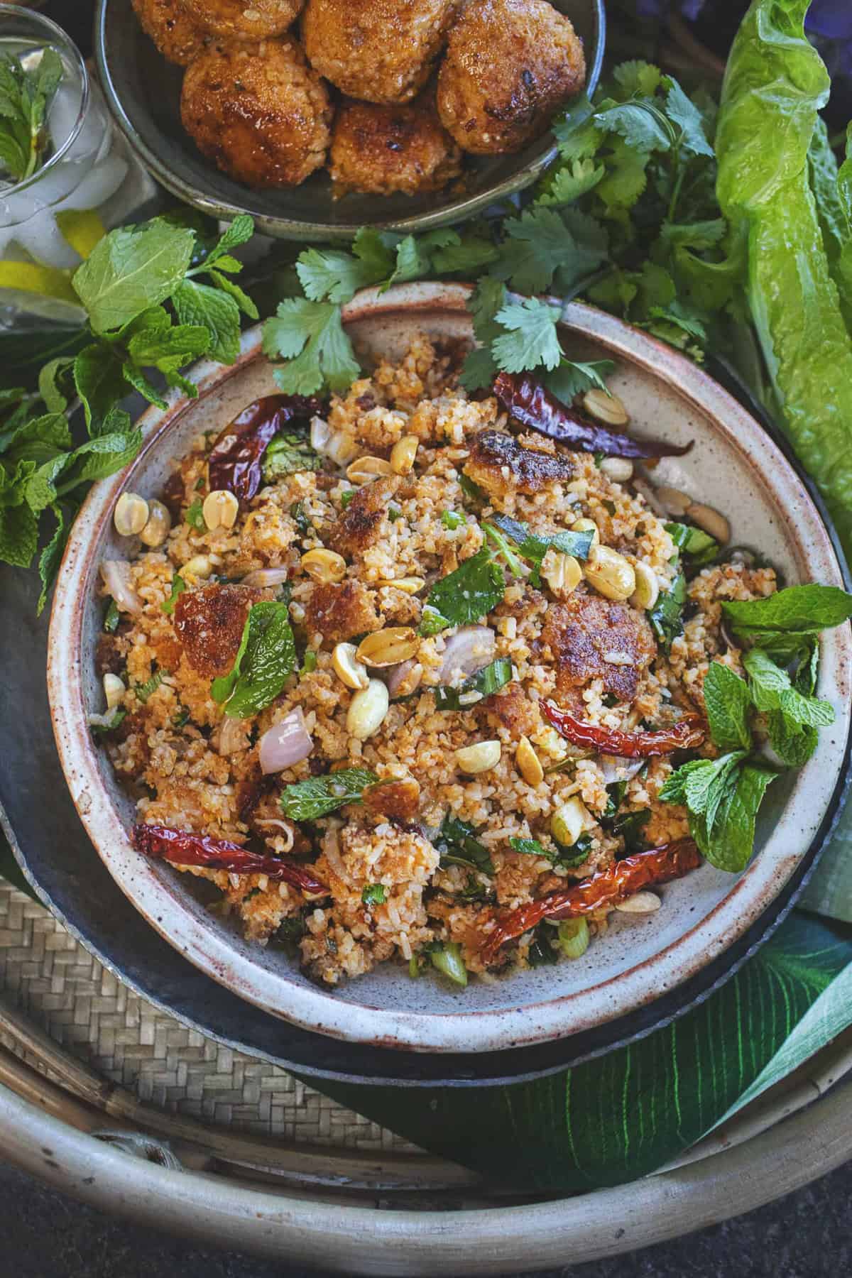 Nam Khao Tod (Crispy Rice Salad) - Simply Suwanee