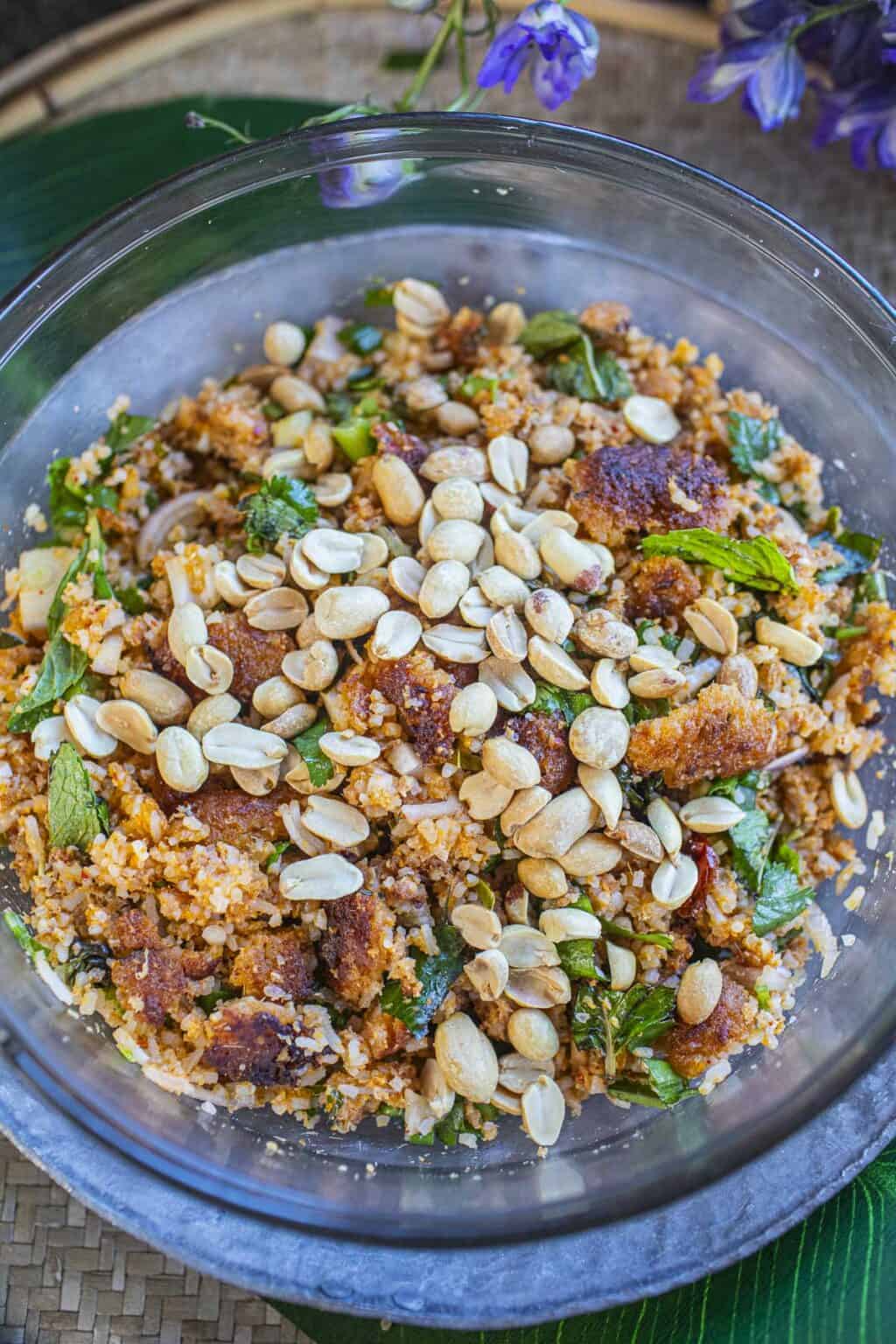 Nam Khao Tod (Crispy Rice Salad) - Simply Suwanee