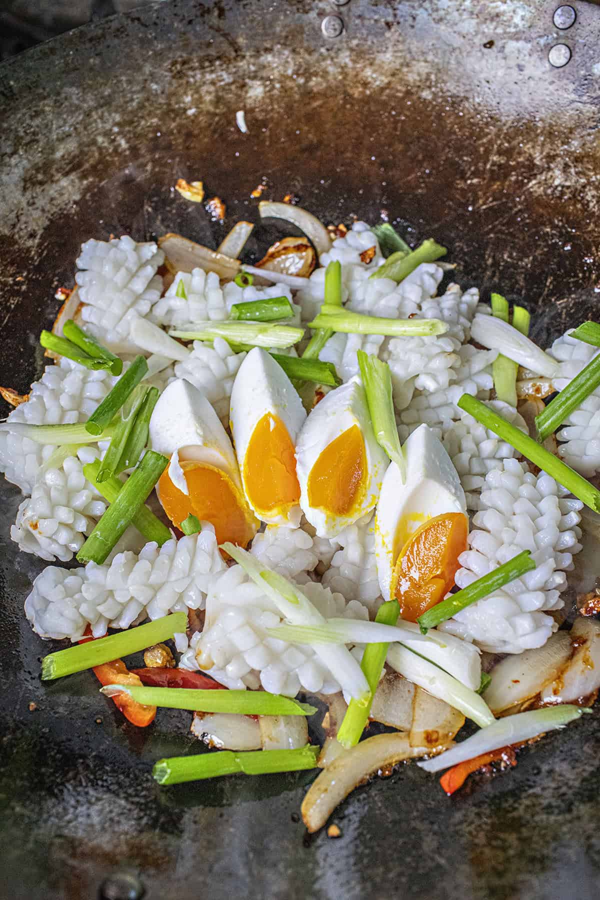 Stir-Fried Squid with Salted Egg - Simply Suwanee