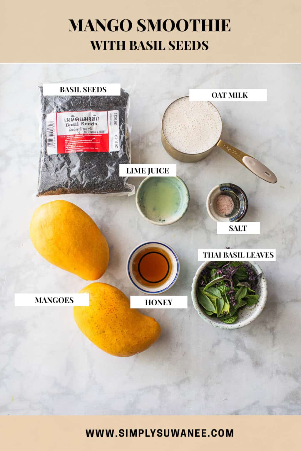 Thai Mango Smoothie with Basil Seeds - Simply Suwanee