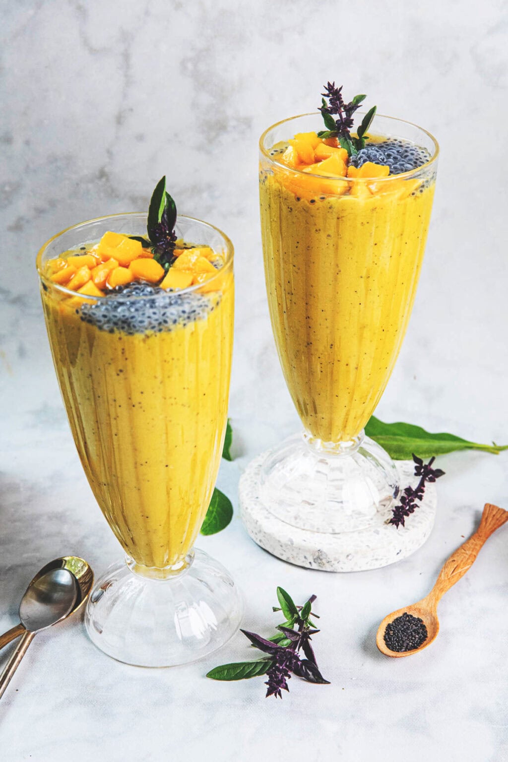 Thai Mango Smoothie with Basil Seeds - Simply Suwanee