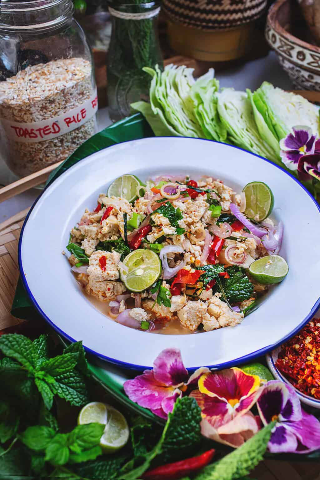 Vegan Thai Larb Salad (Laab Tofu) - Simply Suwanee