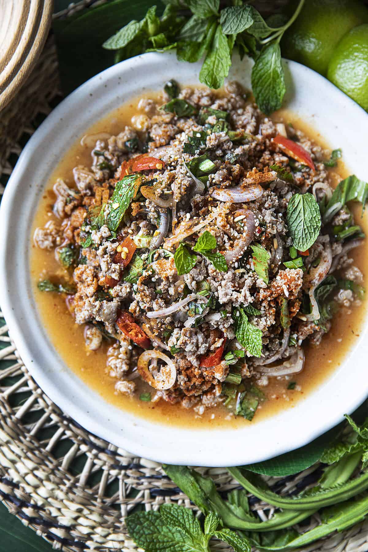 Authentic Laab Moo (Isaan-Style Thai Pork Larb) - Simply Suwanee