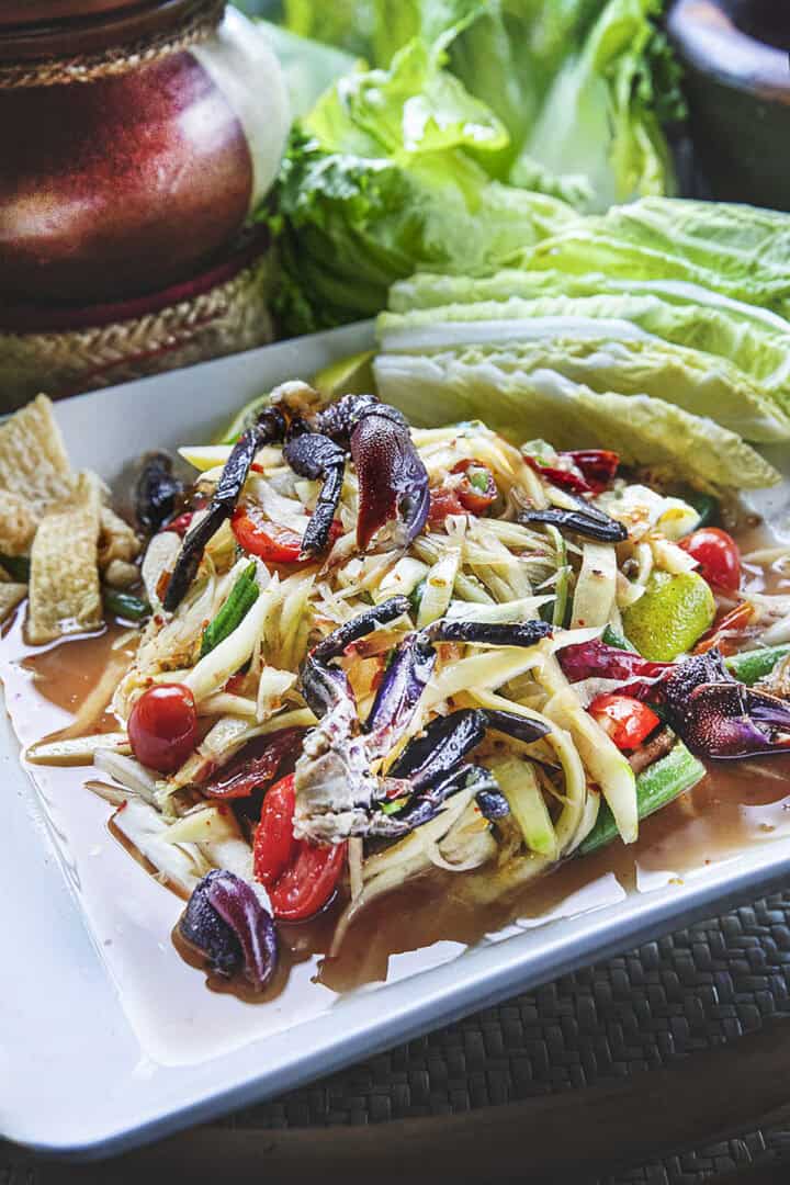 Som Tum Pu Pla Ra (Isaan Fermented Crab Papaya Salad) - Simply Suwanee