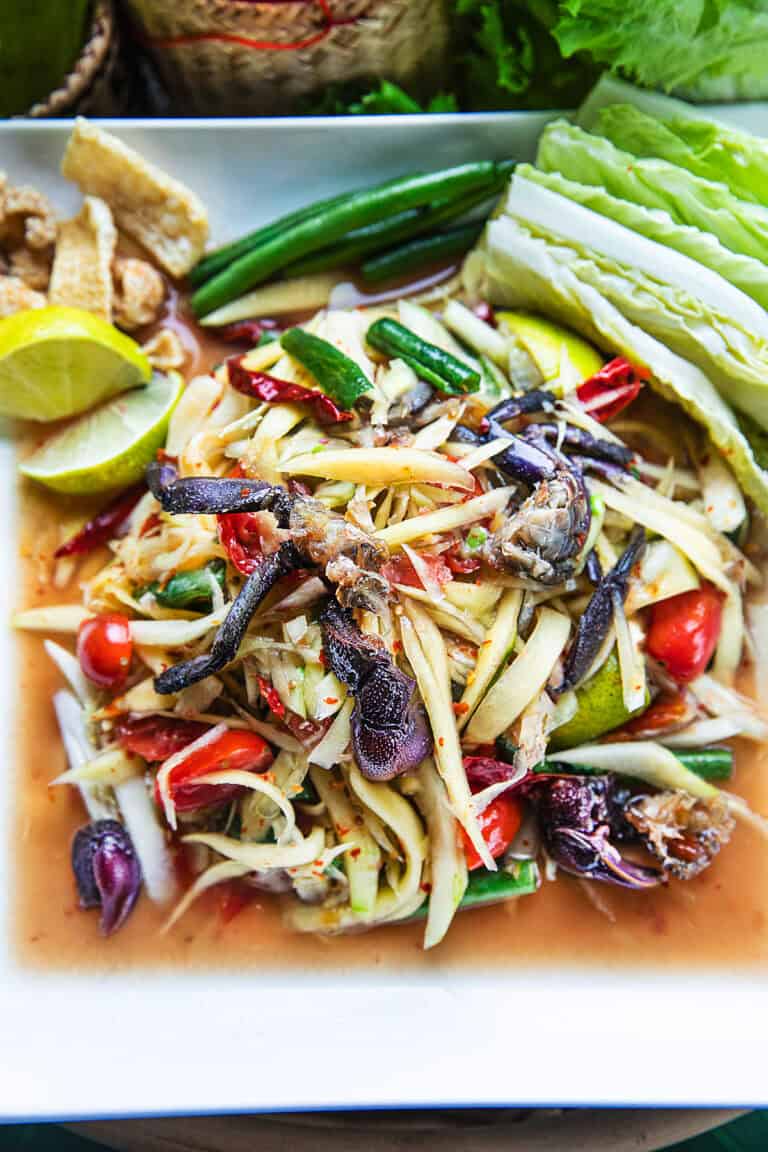 Som Tum Pu Pla Ra (Isaan Fermented Crab Papaya Salad) - Simply Suwanee
