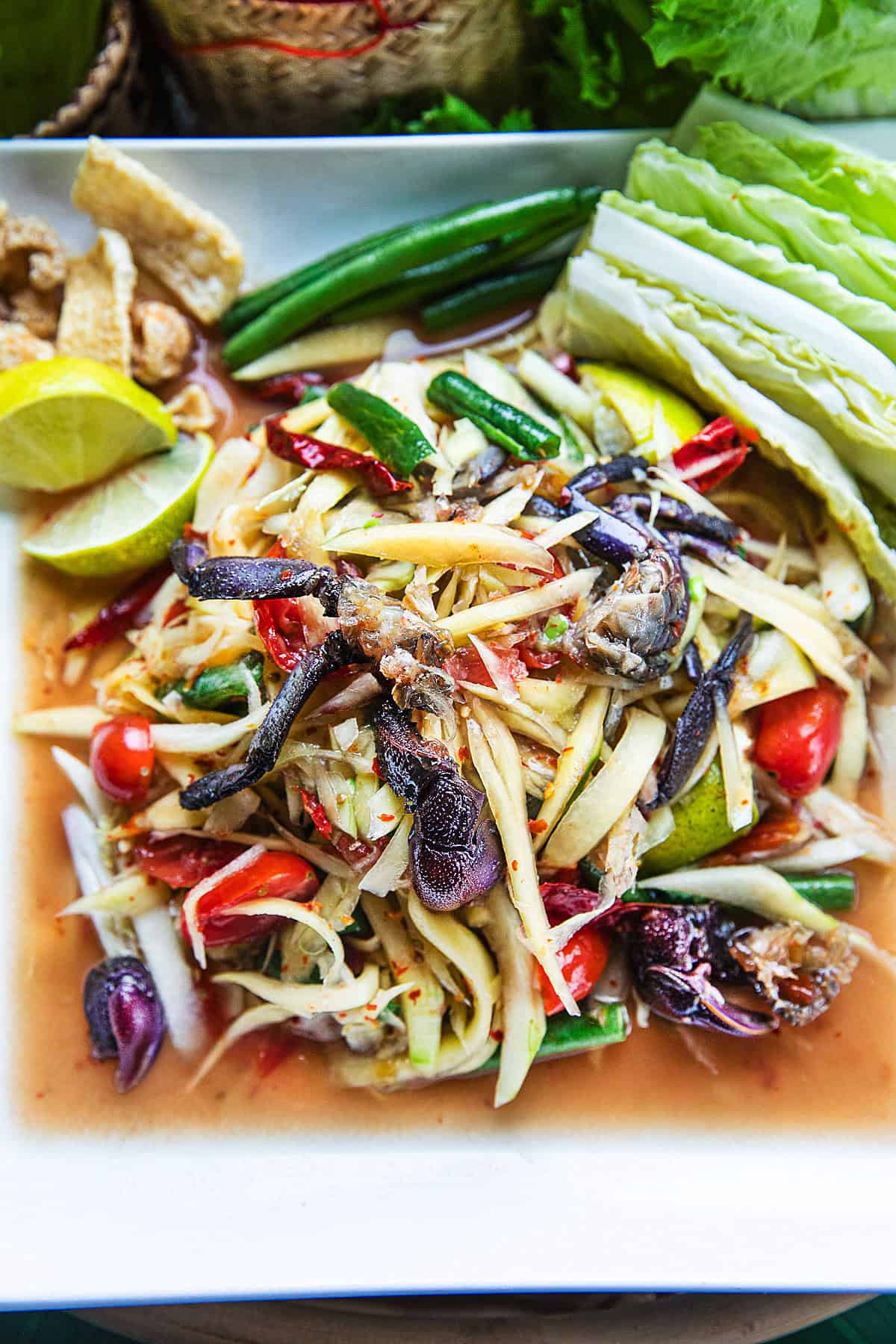 Som Tum Pu Pla Ra (Isaan Fermented Crab Papaya Salad) - Simply Suwanee